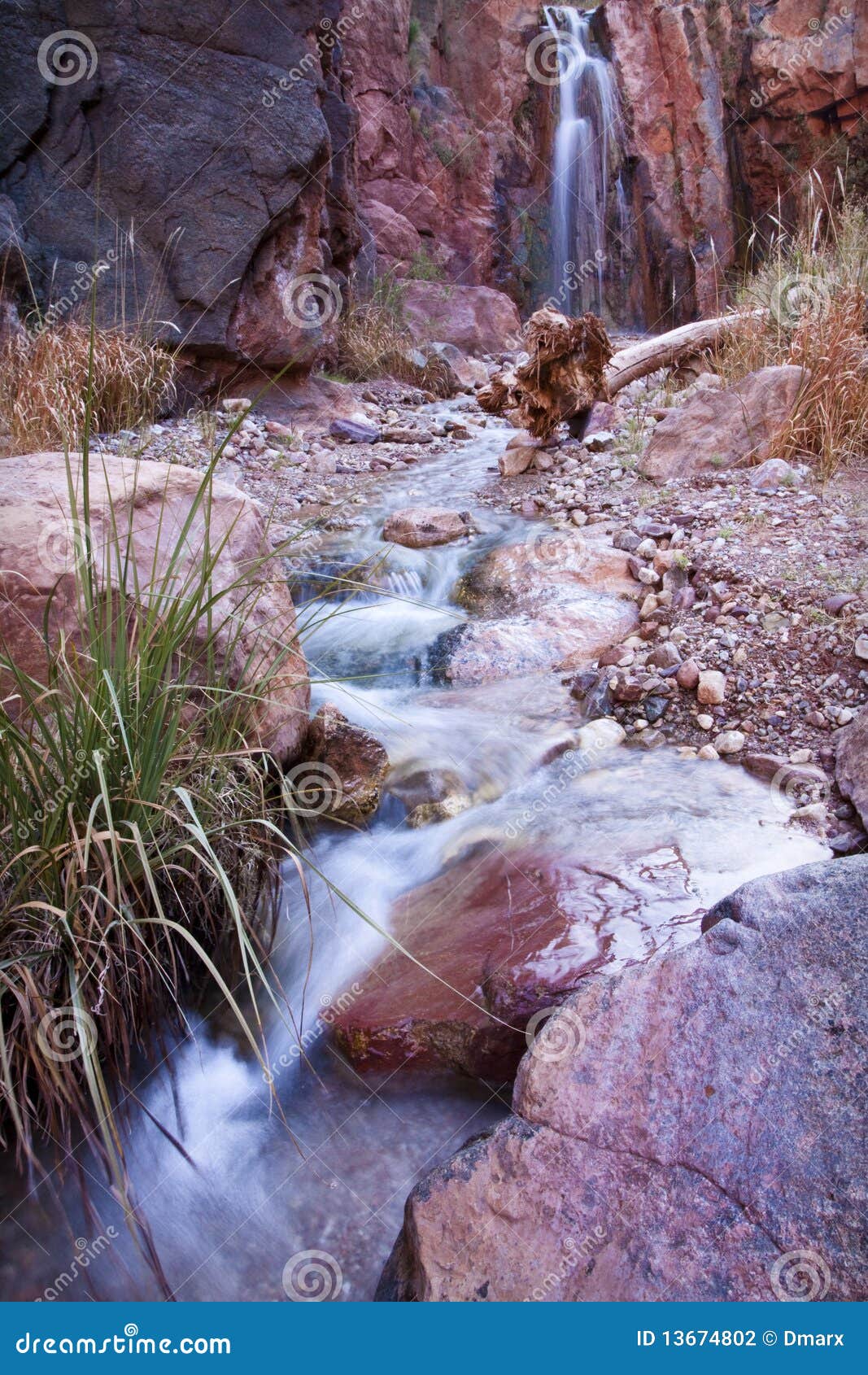 Desert Canyon Stream And Waterfall Stock Photo - Image of riverbed ...