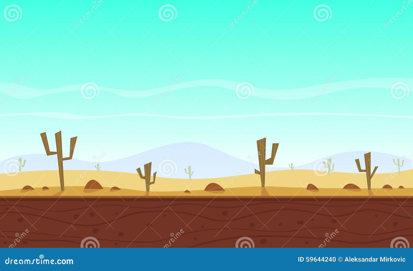 Desert Cartoon Game Background Stock Vector - Illustration of cactus ...