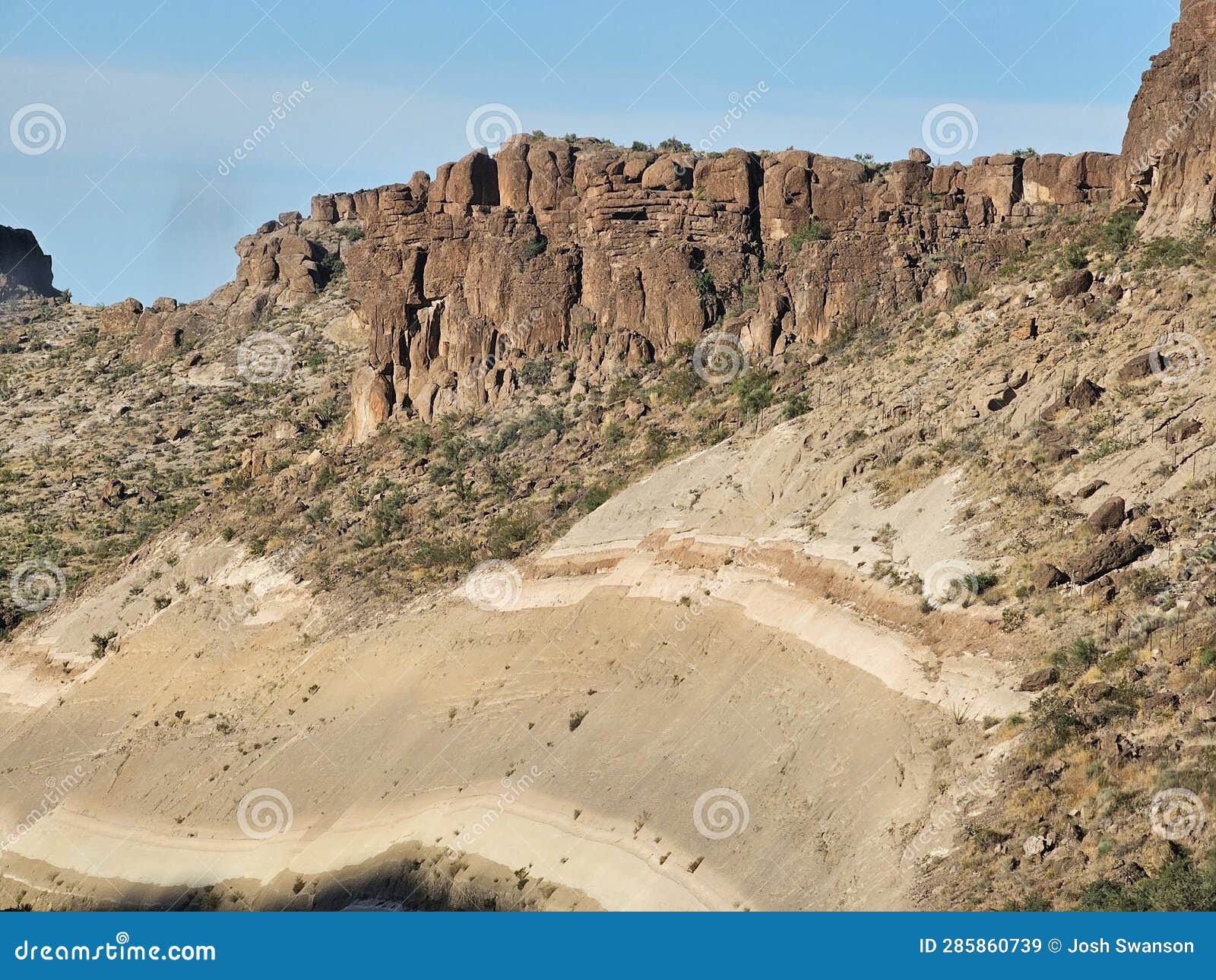 Desert Cliff-face and Hillside Stock Image - Image of cliff, rocks ...