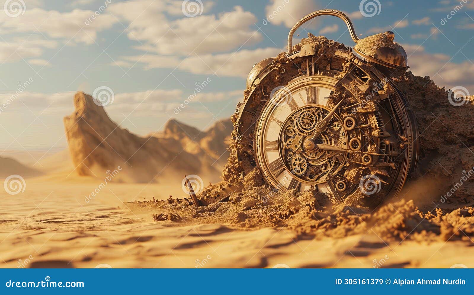 Desert Clock in the Sand, Generative AI Stock Illustration ...