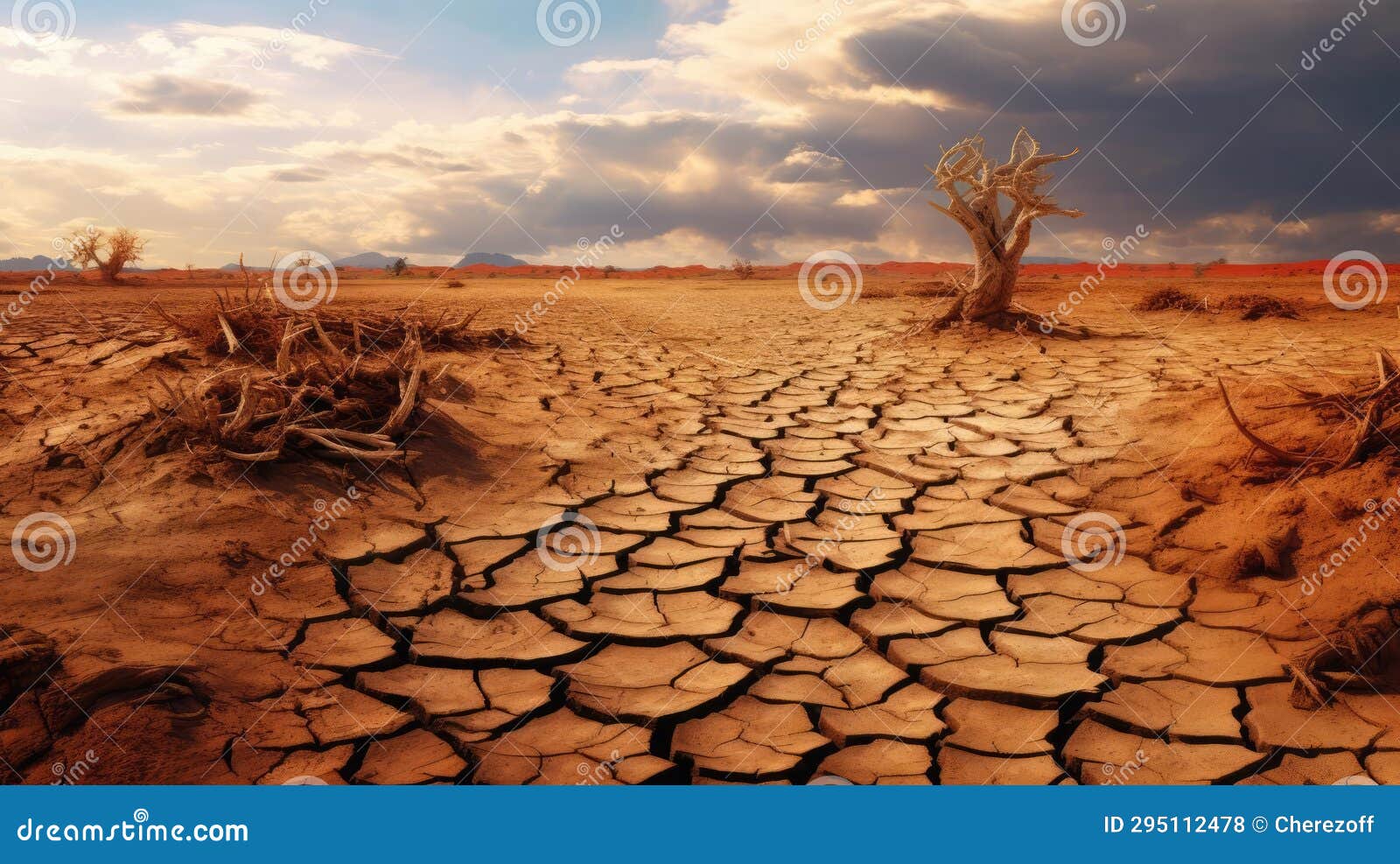 Desert with cracked earth stock photo. Image of landscape - 295112478