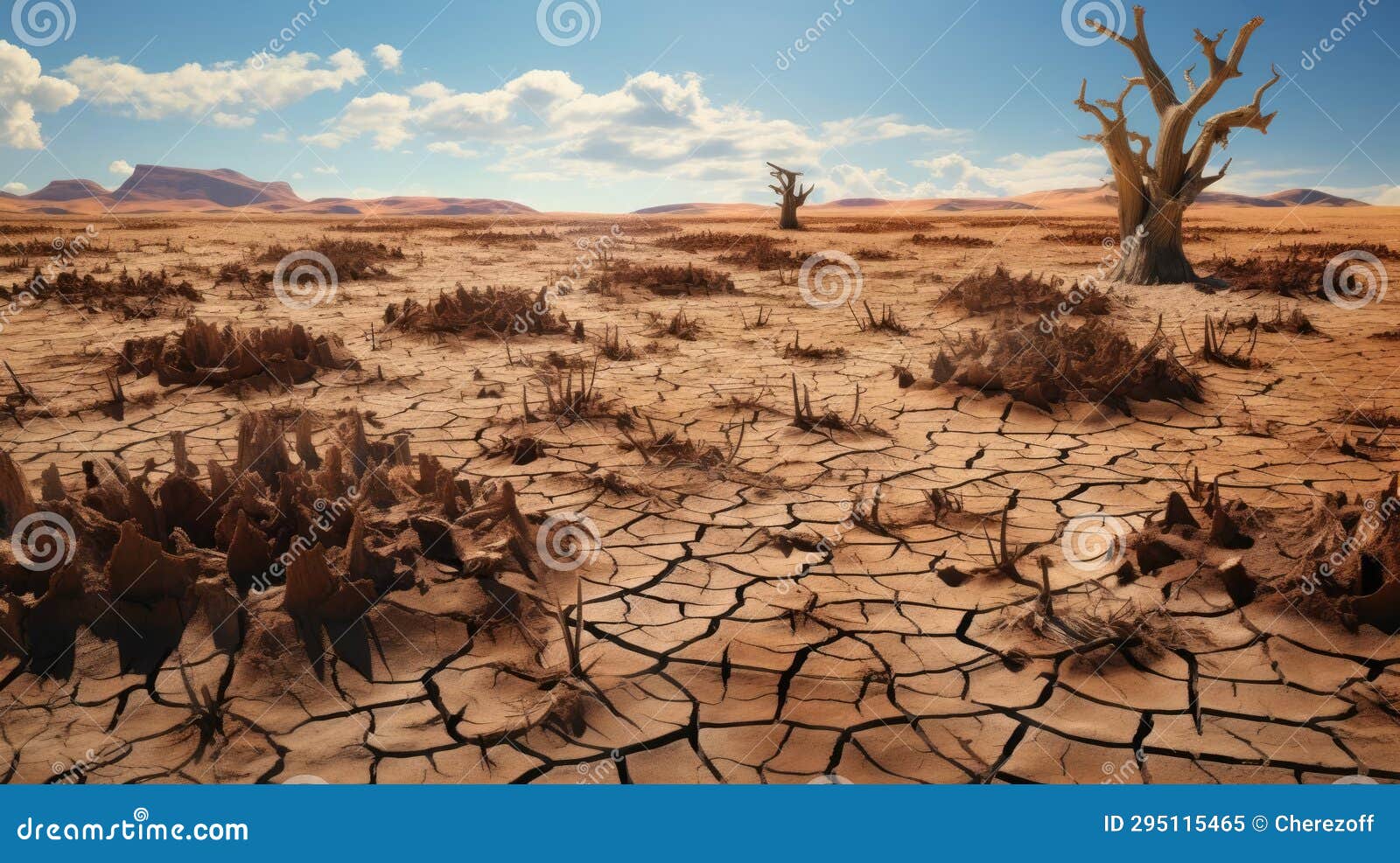 Desert with cracked earth stock image. Image of erosion - 295115465