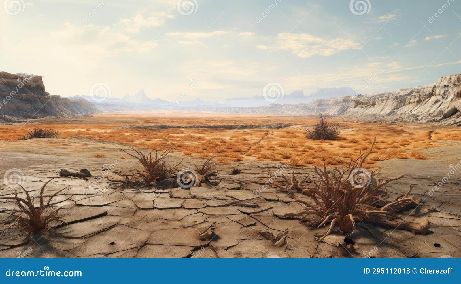 Desert with cracked earth stock photo. Image of surface - 295112018