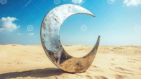 Desert Crescent Sculpture Installation Stock Photo - Image of sand ...