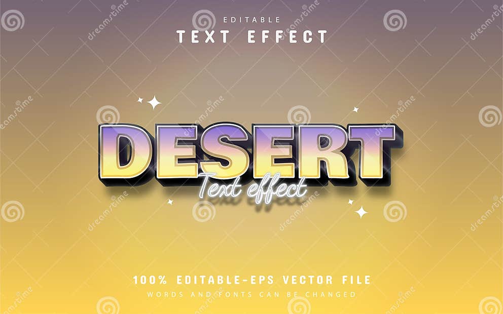 Desert 3d Gadient Style Text Effect Stock Vector - Illustration of ...