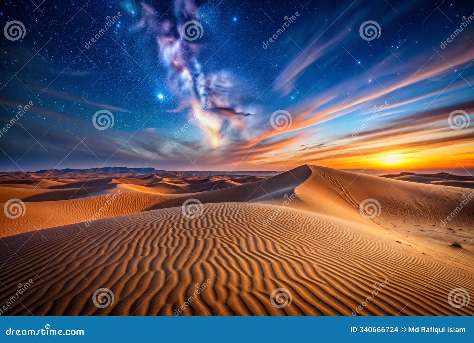 Desert Dunes at Twilight a Vast Desert Landscape. Generative AI Stock ...