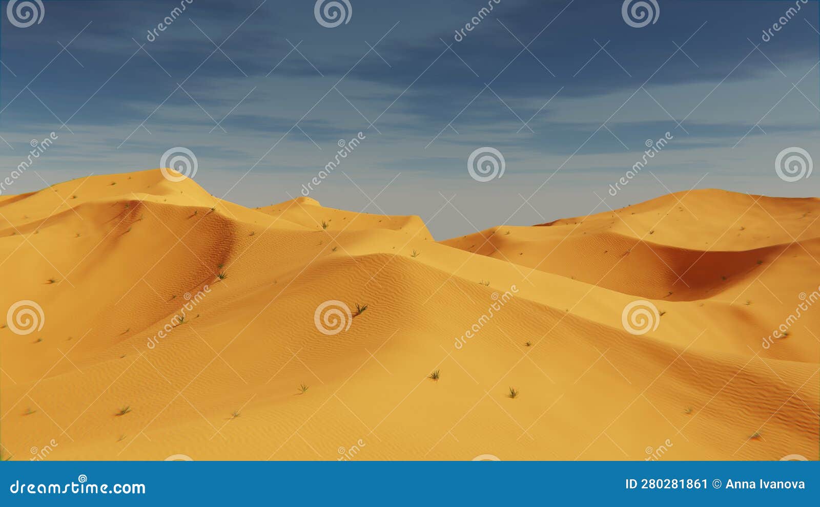 Desert Dunes Yellow Sand, Sandy Landscape. 3d Render Stock Illustration ...
