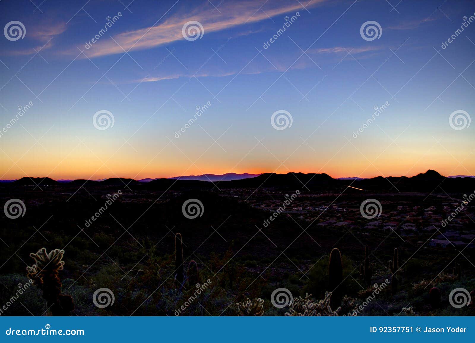 Desert Dusk stock image. Image of dusk, cactus, horizontal - 92357751