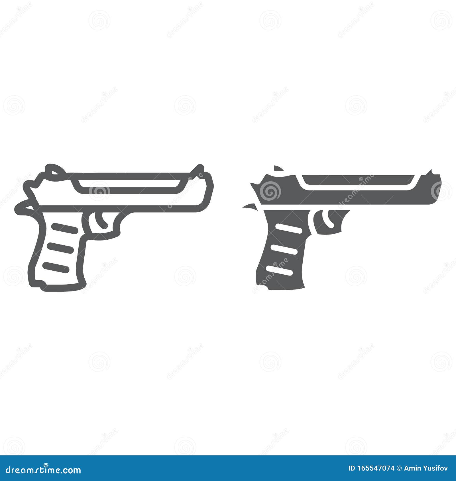 Desert Eagle Gun Line and Glyph Icon, Army and Weapon, Handgun Sign ...