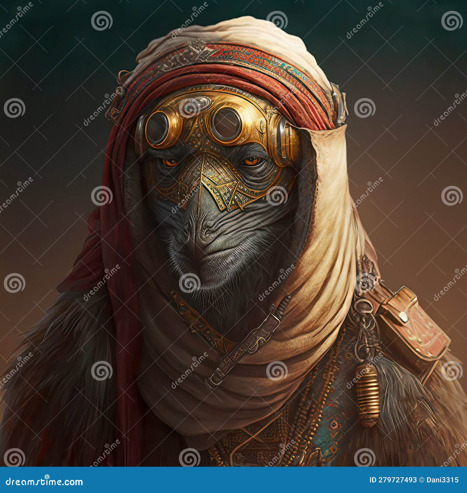 Desert Fighter - Steampunk Anthropomorphic Monkey Portrait Stock ...