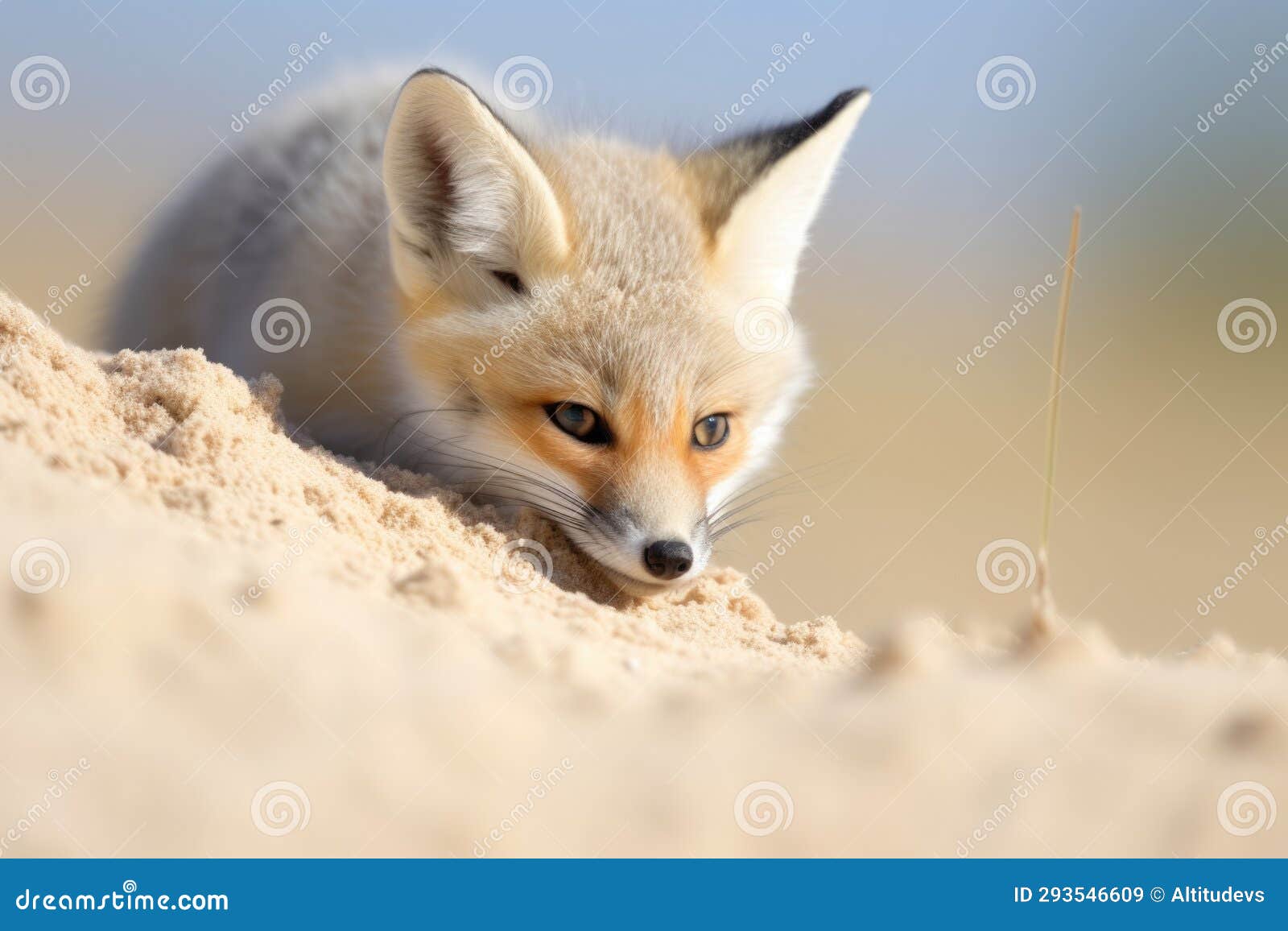 A Desert Fox Sniffing the Air on a Sand Dune Stock Image - Image of ...