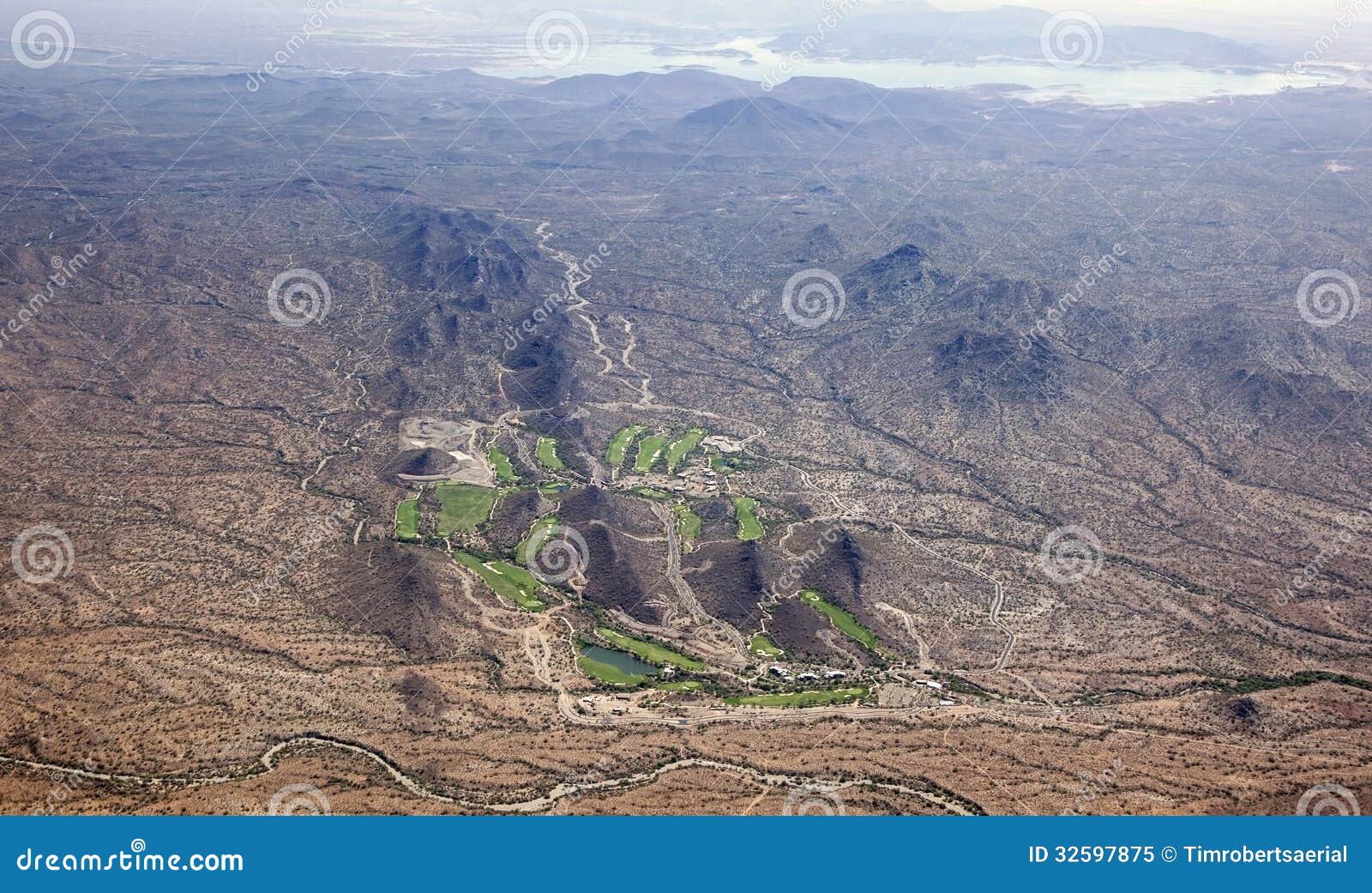 Desert Golf Course stock image. Image of hazy, haze, green - 32597875
