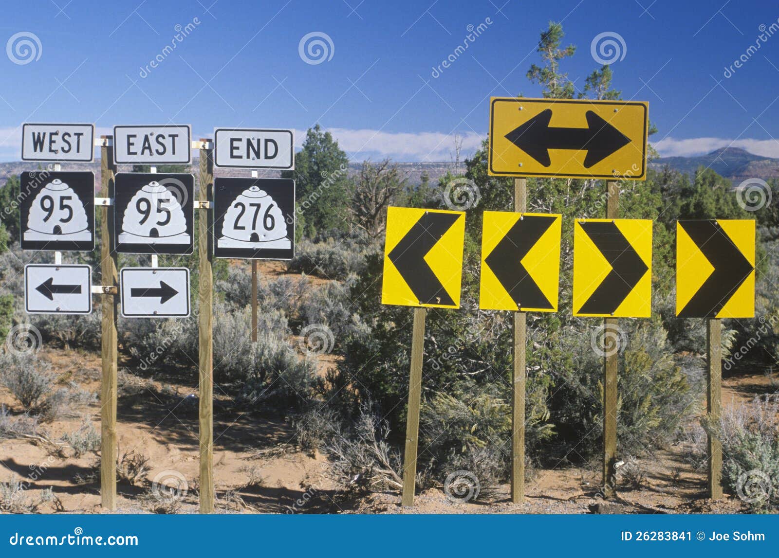 Desert highway signs stock image. Image of highway, directional - 26283841