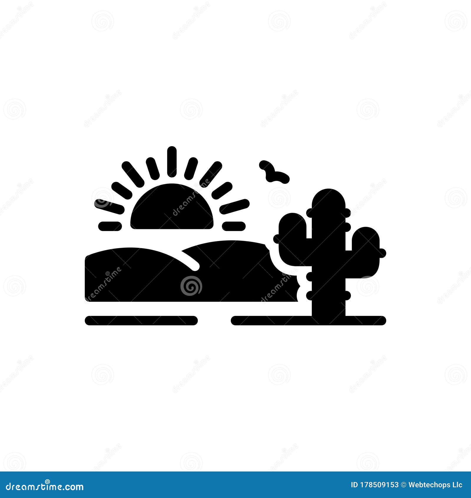 Black Solid Icon for Desert, Sands and Cactus Stock Vector ...