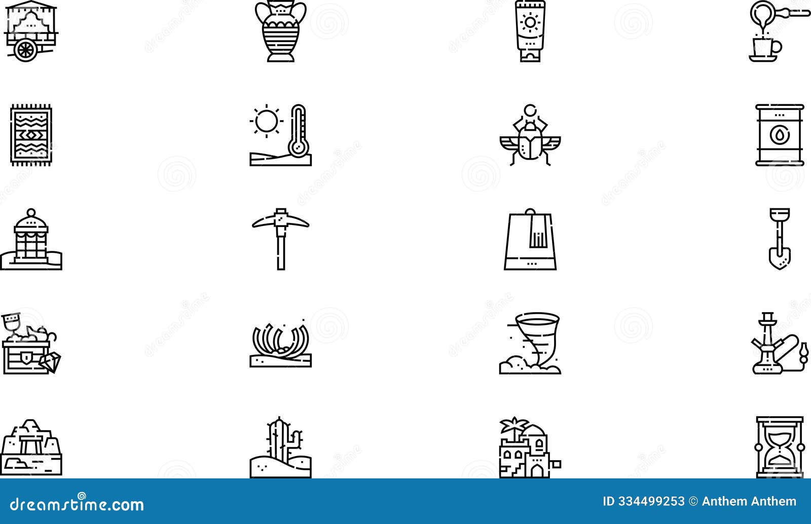 Desert Icons Collection is a Vector Illustration with Editable Stroke ...