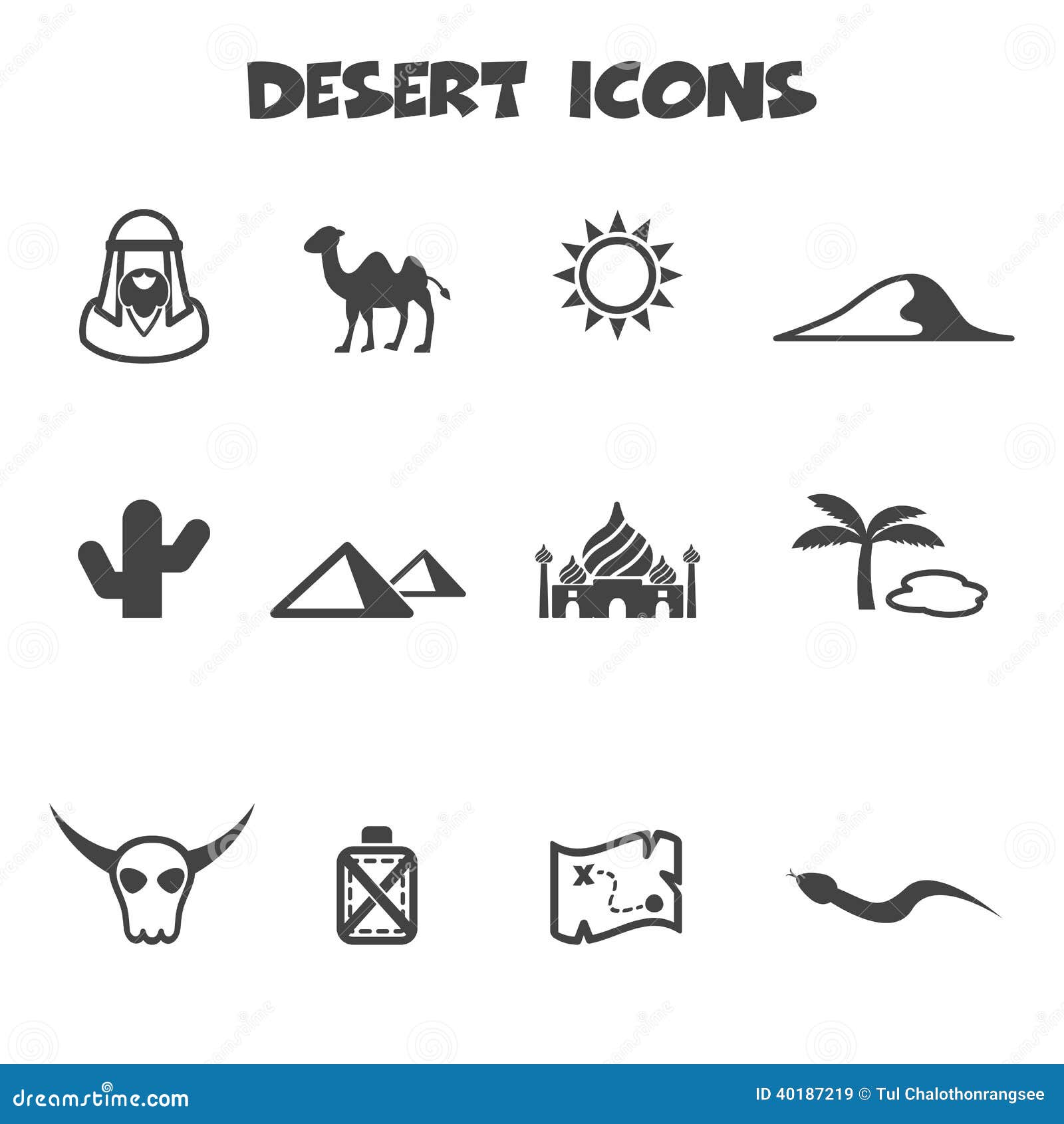 Desert icons stock vector. Illustration of canteen, camel - 40187219