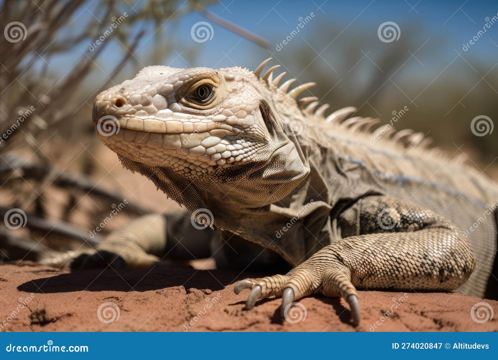 Desert Iguana Basking in the Sun, Warming Its Cold-blooded Body Stock ...
