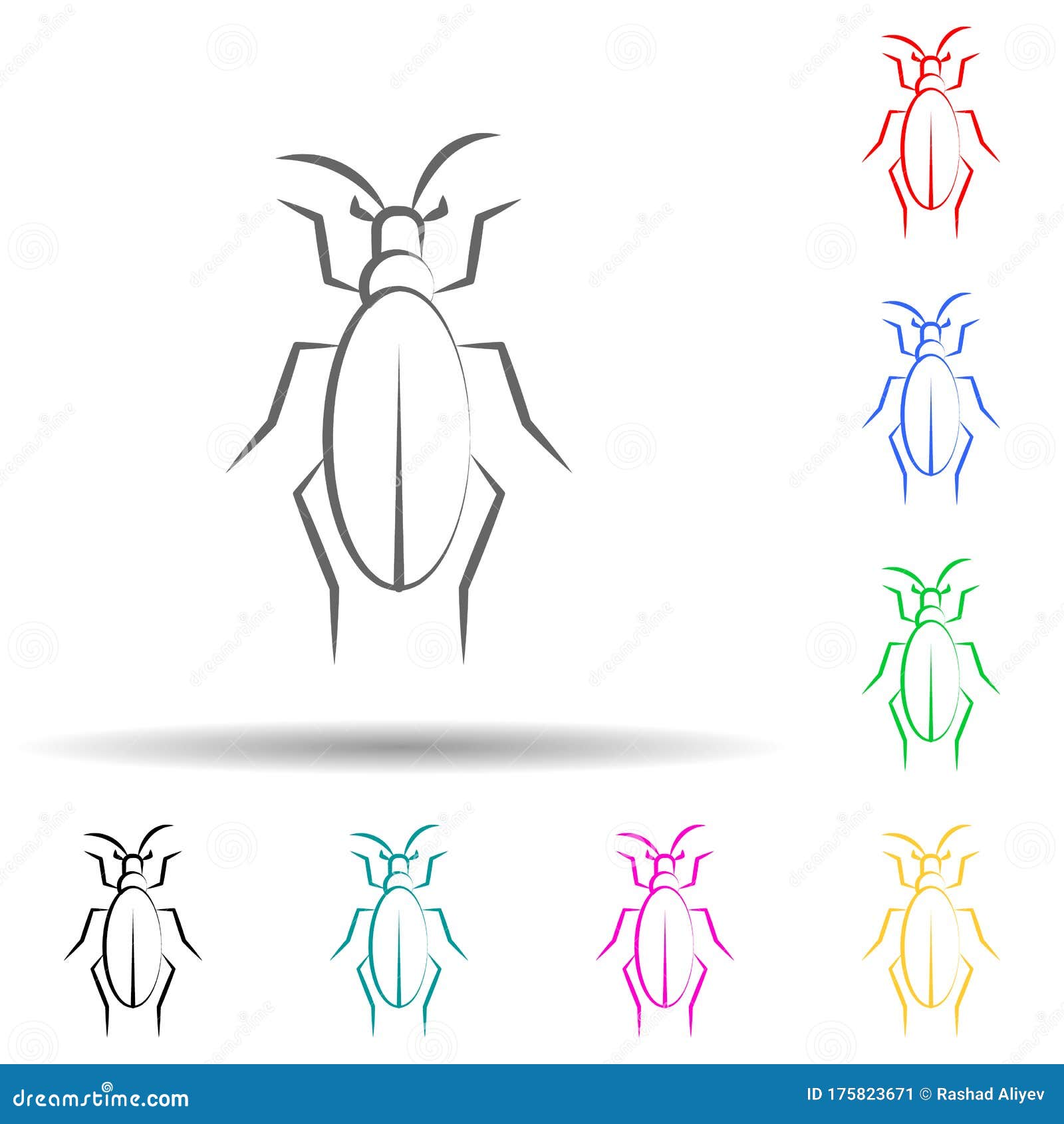 Desert Insect, Beetle Multi Color Set Icon. Simple Thin Line, Outline ... Desert Insect, Beetle Multi Color Set Icon. Simple Thin Line, Outline ...