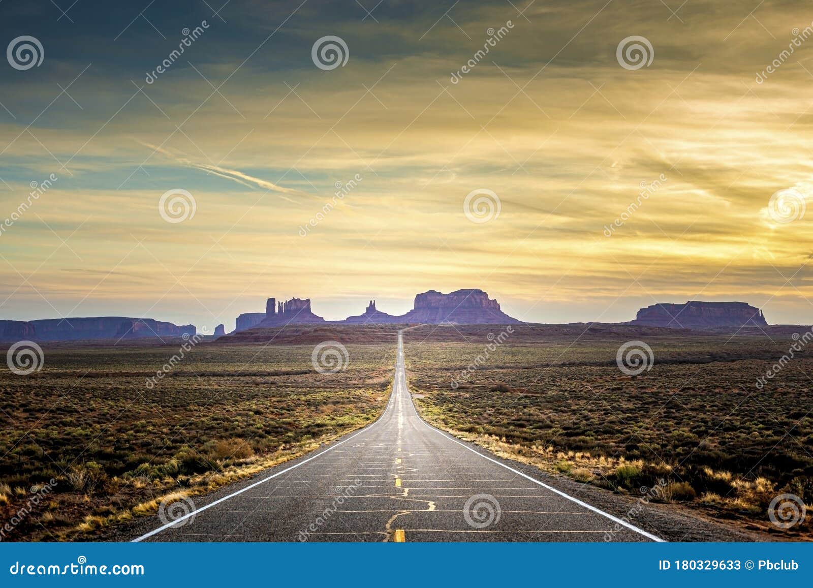 Desert Interstate Road at Sunrise Stock Image - Image of sunset, road ...