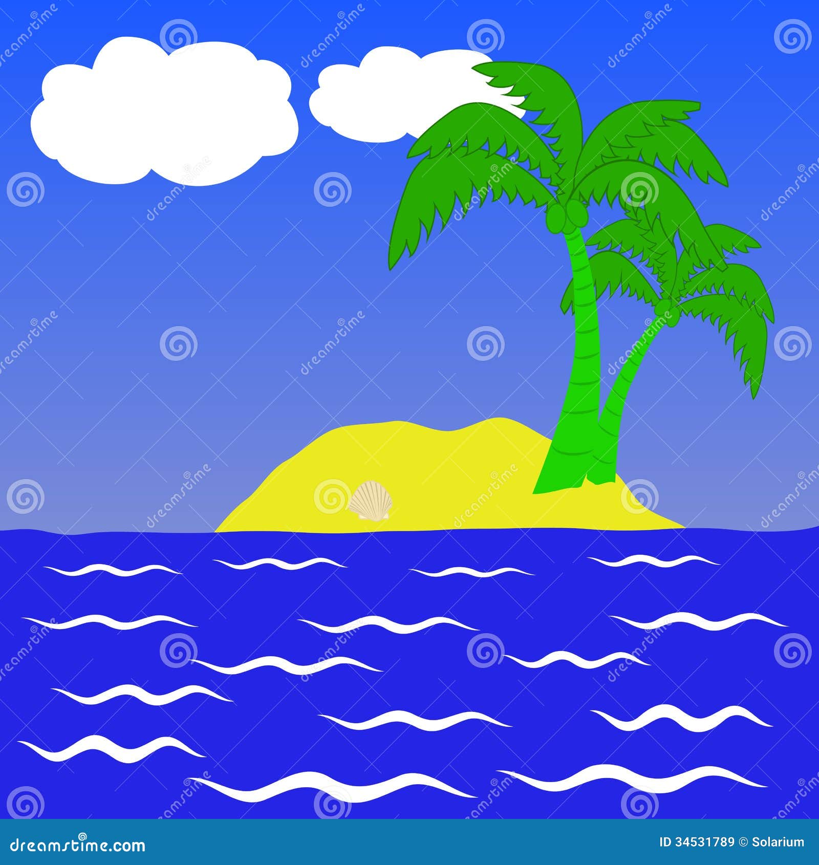 Desert island stock vector. Illustration of tree, fruit - 34531789