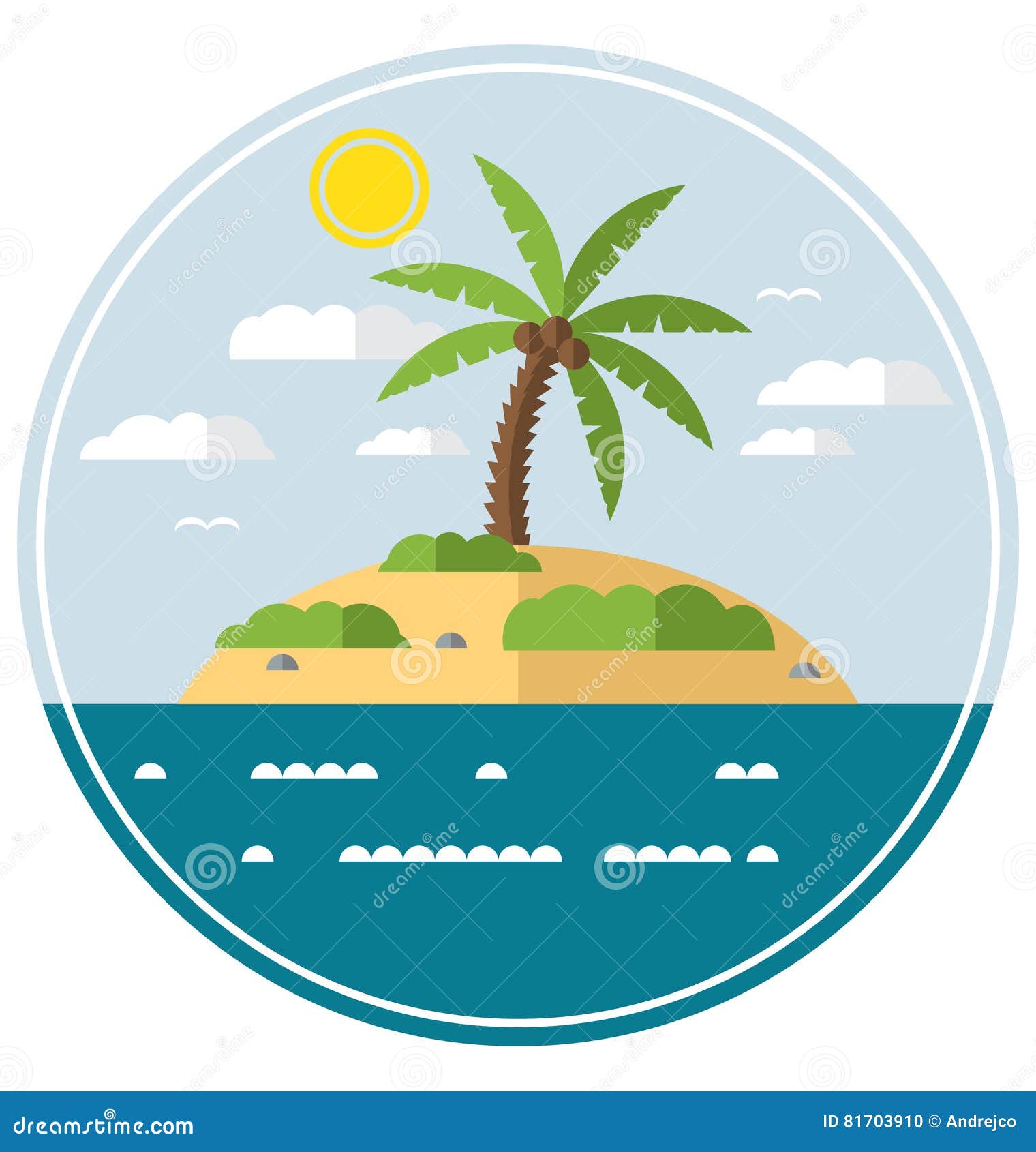 Desert Island stock vector. Illustration of cartoon, icon - 81703910