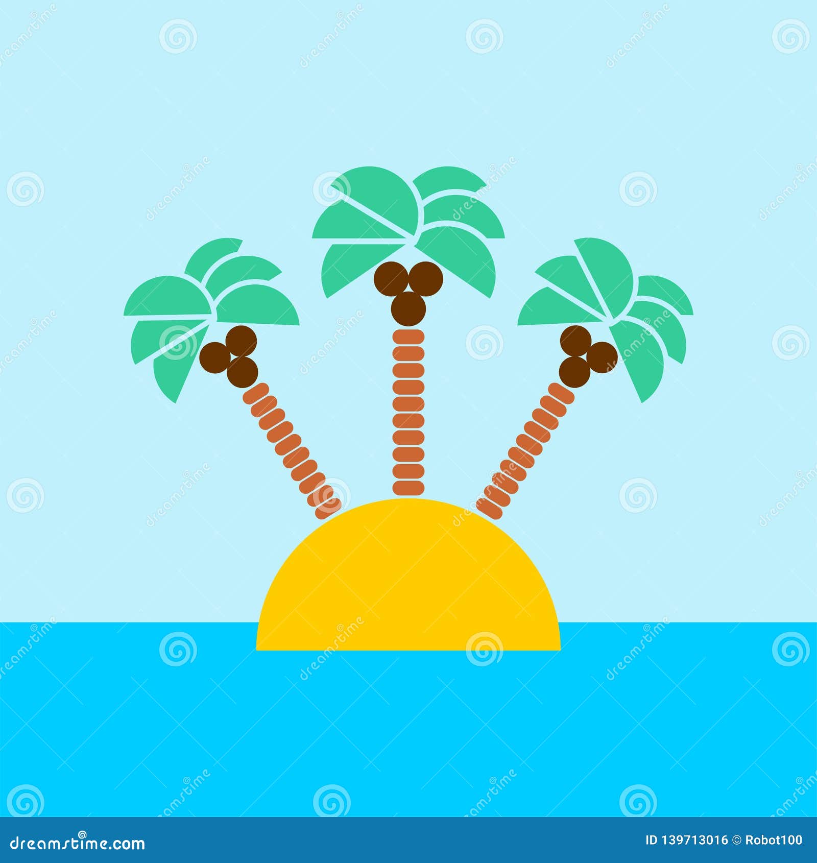 Desert Island with Palm Trees Isolated. Vector Stock Vector ...