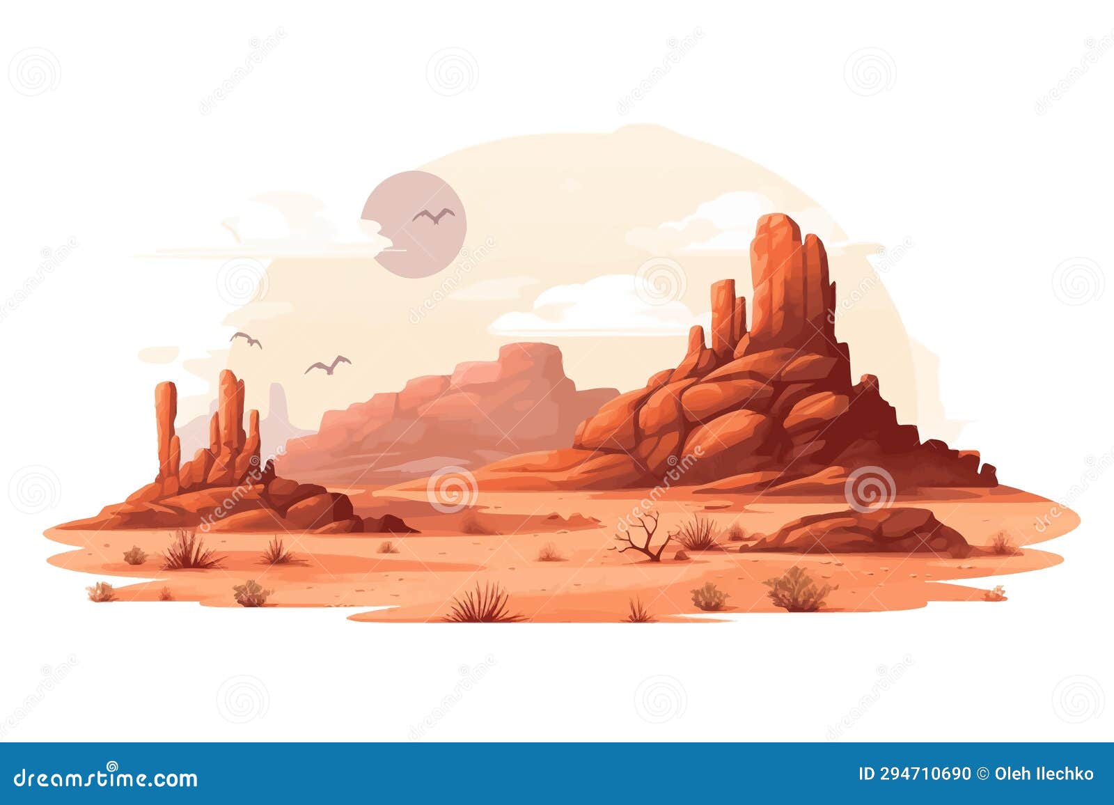 Desert Landscape Asset Vector Flat Minimalistic Isolated Vector Style ...