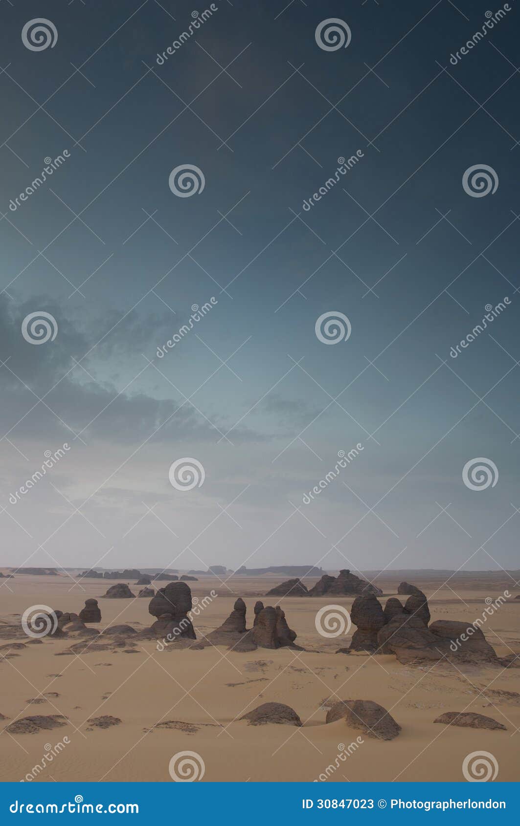 Desert Landscape with Boulders Stock Image - Image of desolate, sand ...