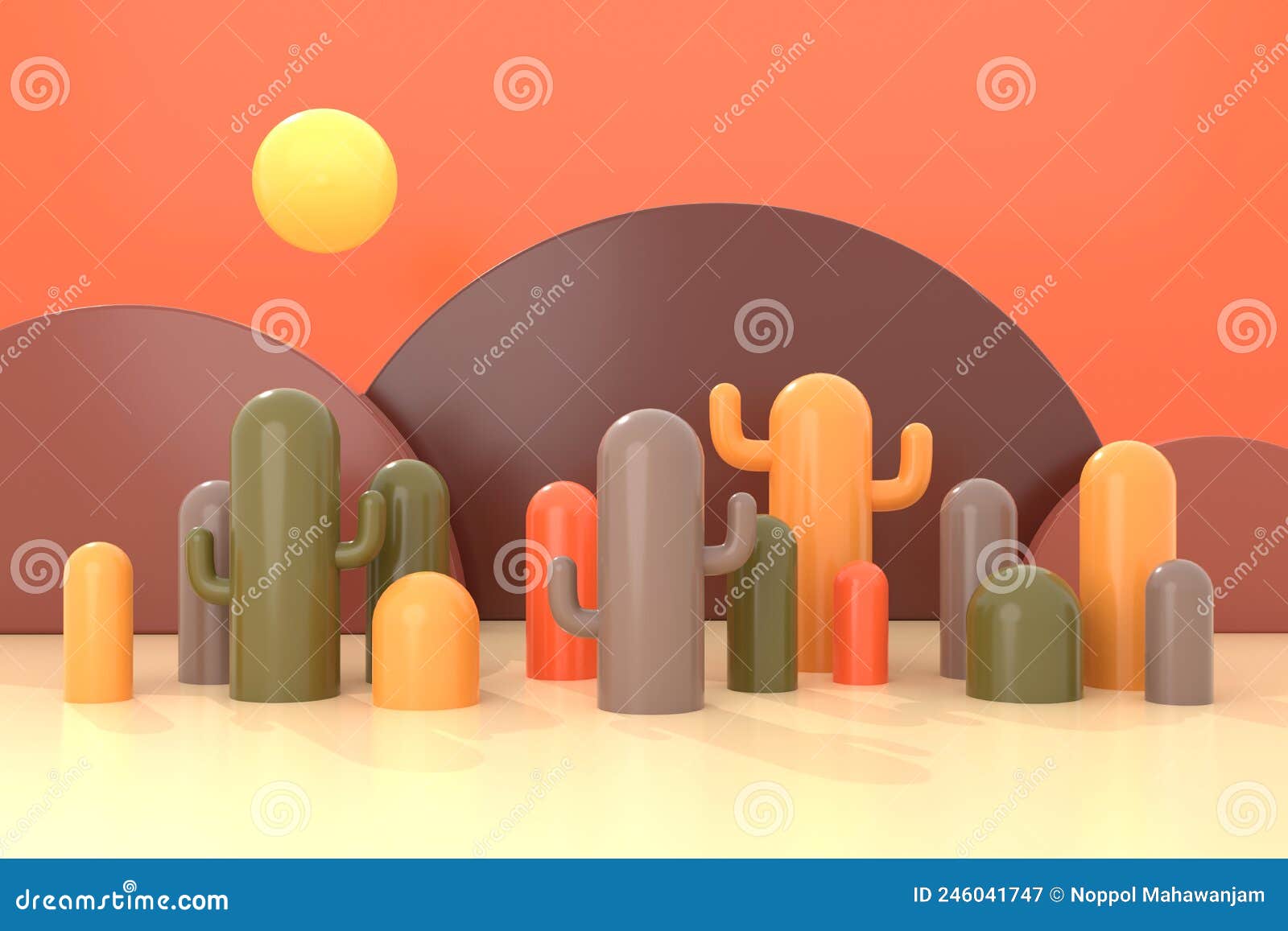 Desert Landscape Design. 3D Rendering Stock Illustration - Illustration ...