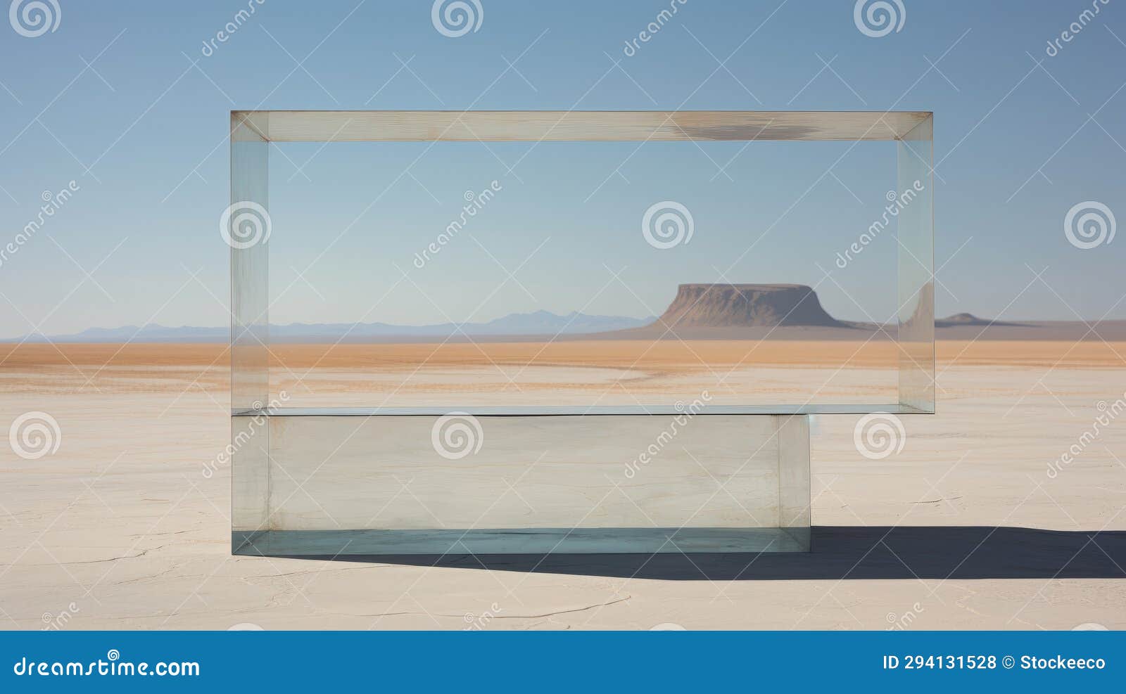 Minimalist Desert Landscape Sculpture with Square Glass Shelf Stock ...