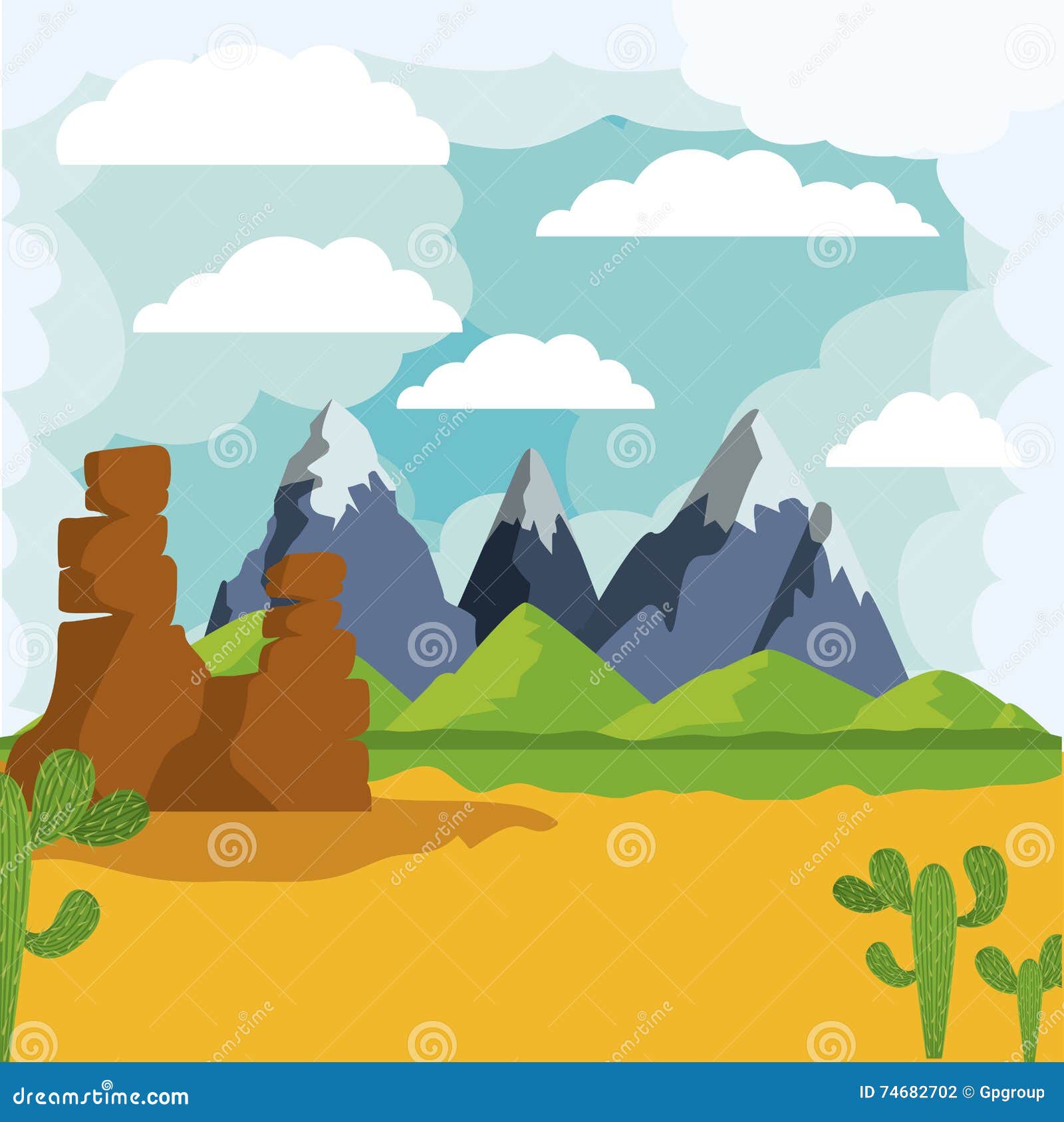 Desert Landscape Icon Design Stock Vector - Illustration of wild, place ...