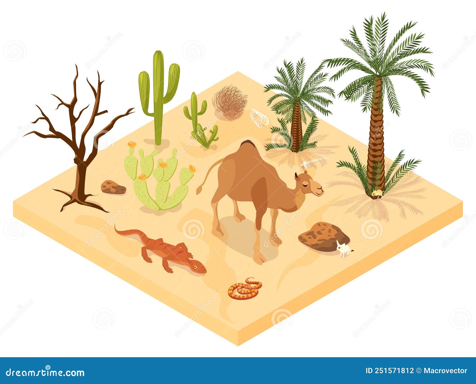 Desert Landscape Isometric Illustration Stock Illustration ...