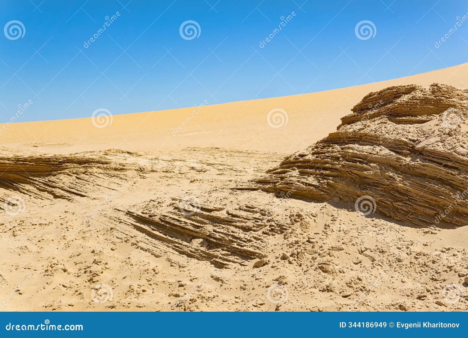 Desert Landscape, Layered Deposits in the Sandy Desert Stock Image ...