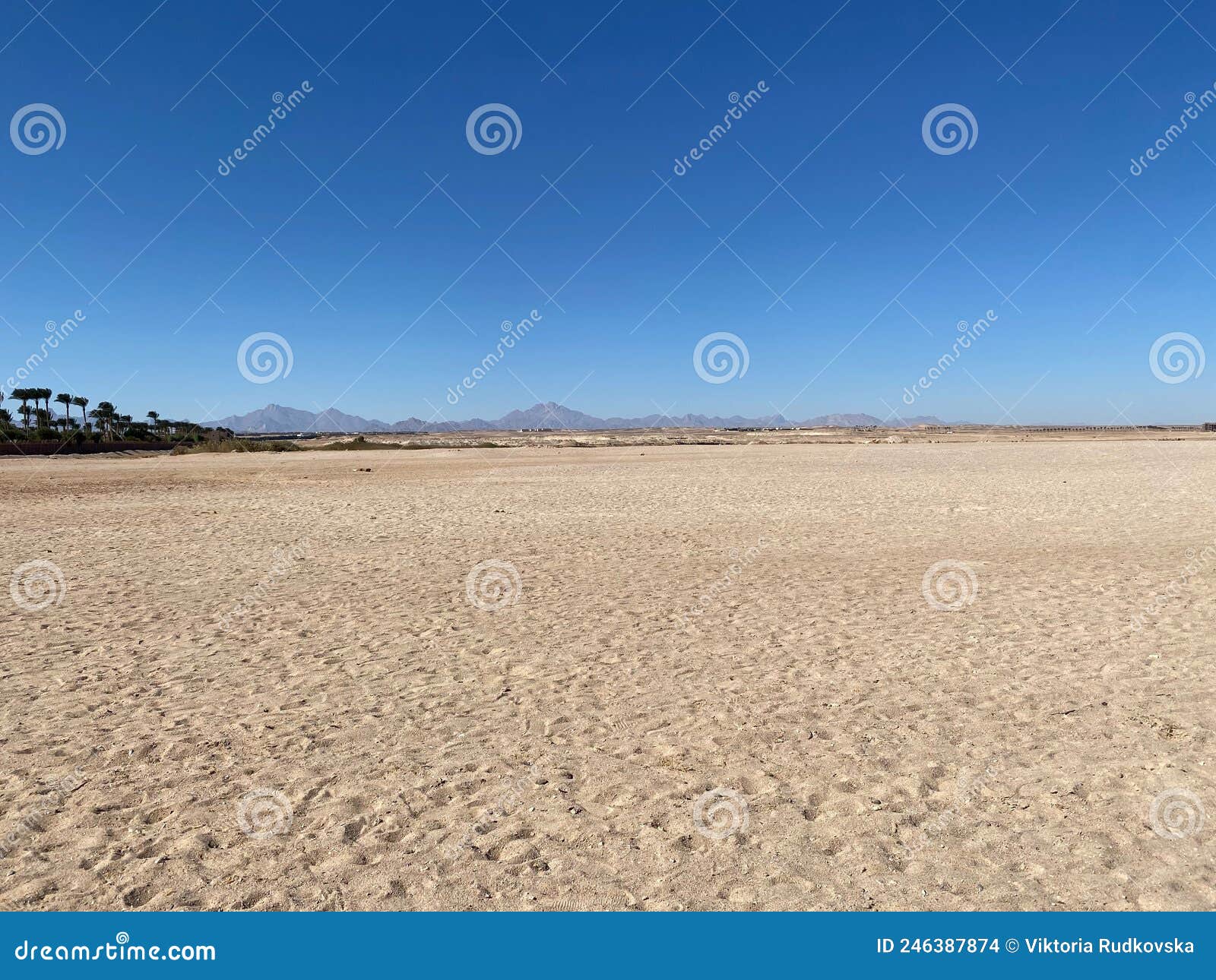 Desert Landscape. Mountains on the Horizon. Cloudless Day. Walk in the ...