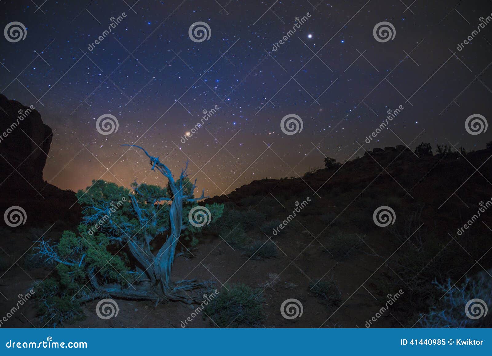 Desert Landscape at night stock image. Image of beautiful - 41440985