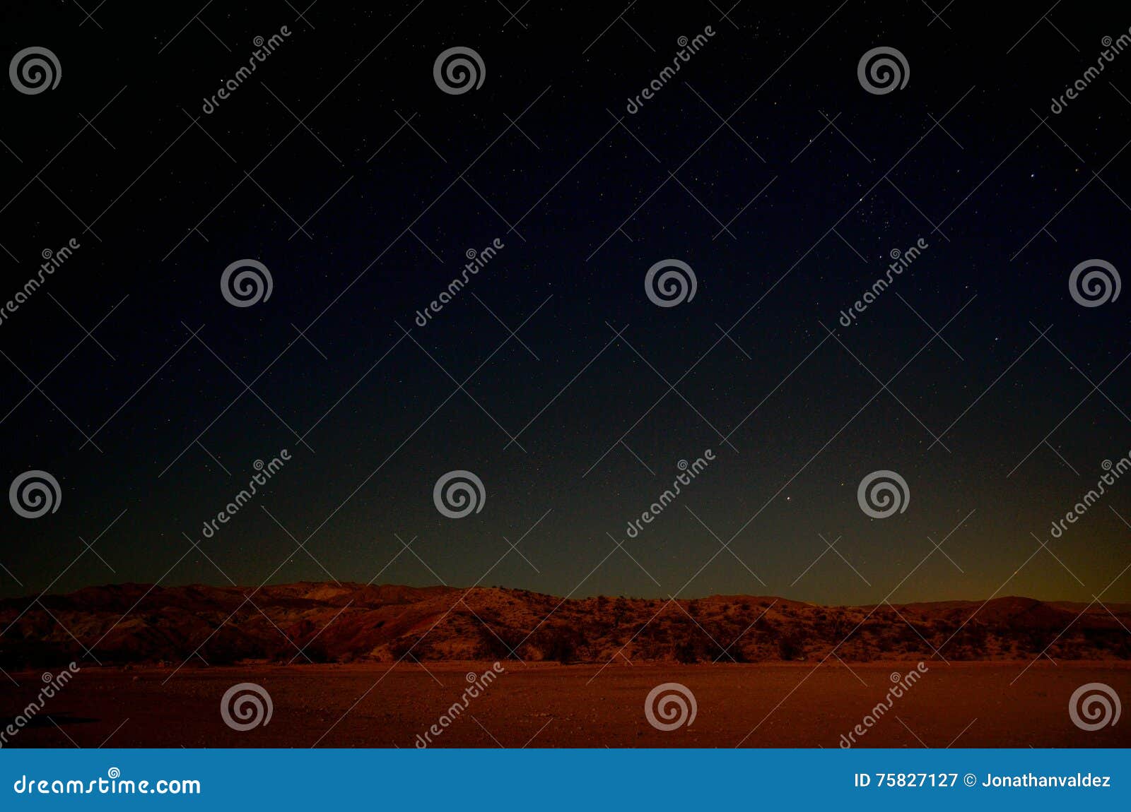 A Desert Landscape at Night Stock Image - Image of hills, night: 75827127