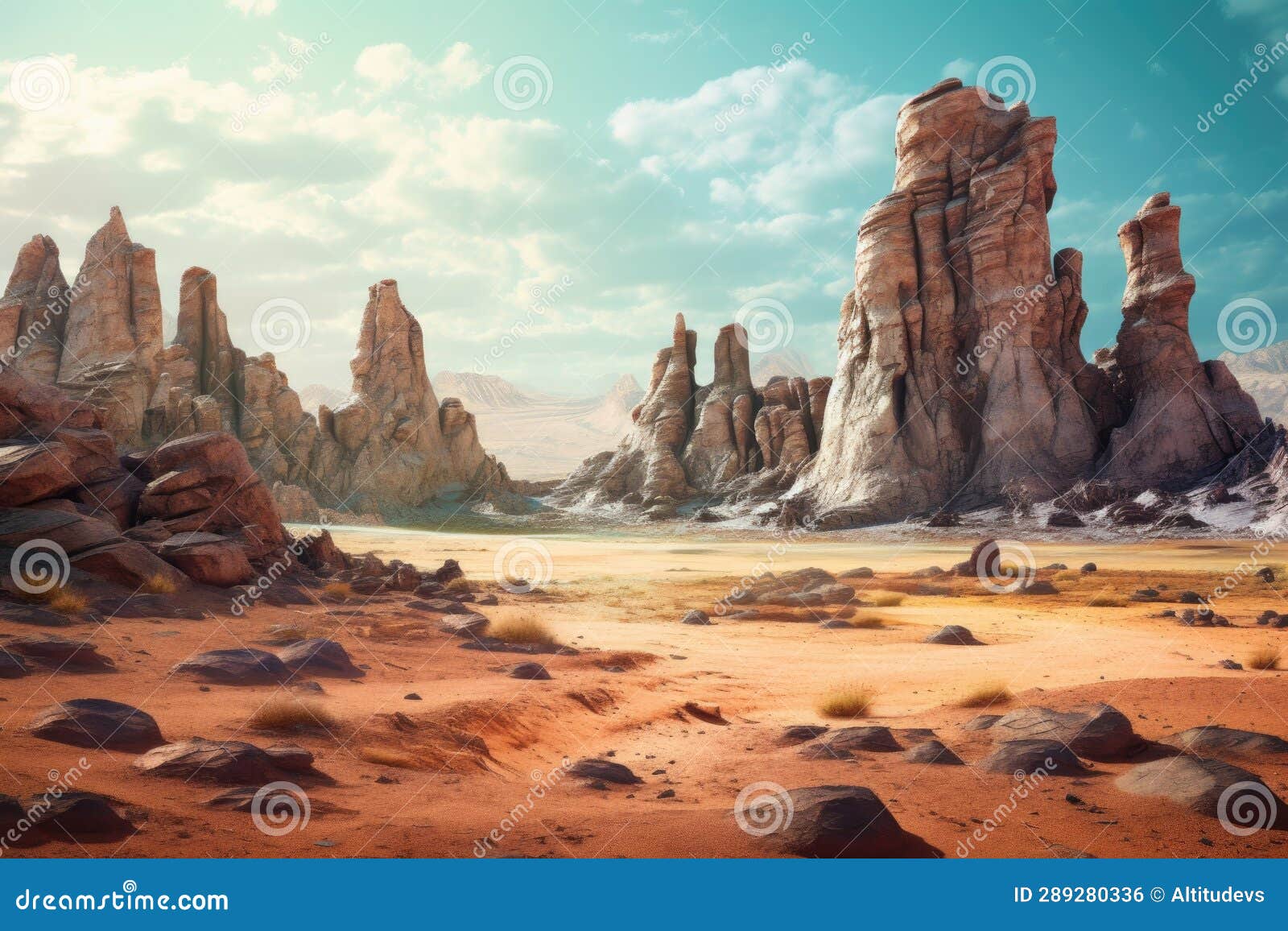 Desert Landscape with Otherworldly Rock Formations Stock Photo - Image ...