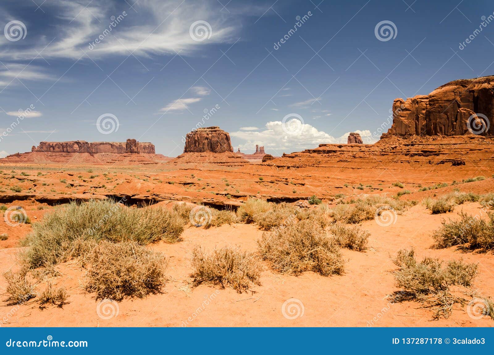 Desert Landscape with Red Sand and Mesas Stock Photo - Image of rocks ...