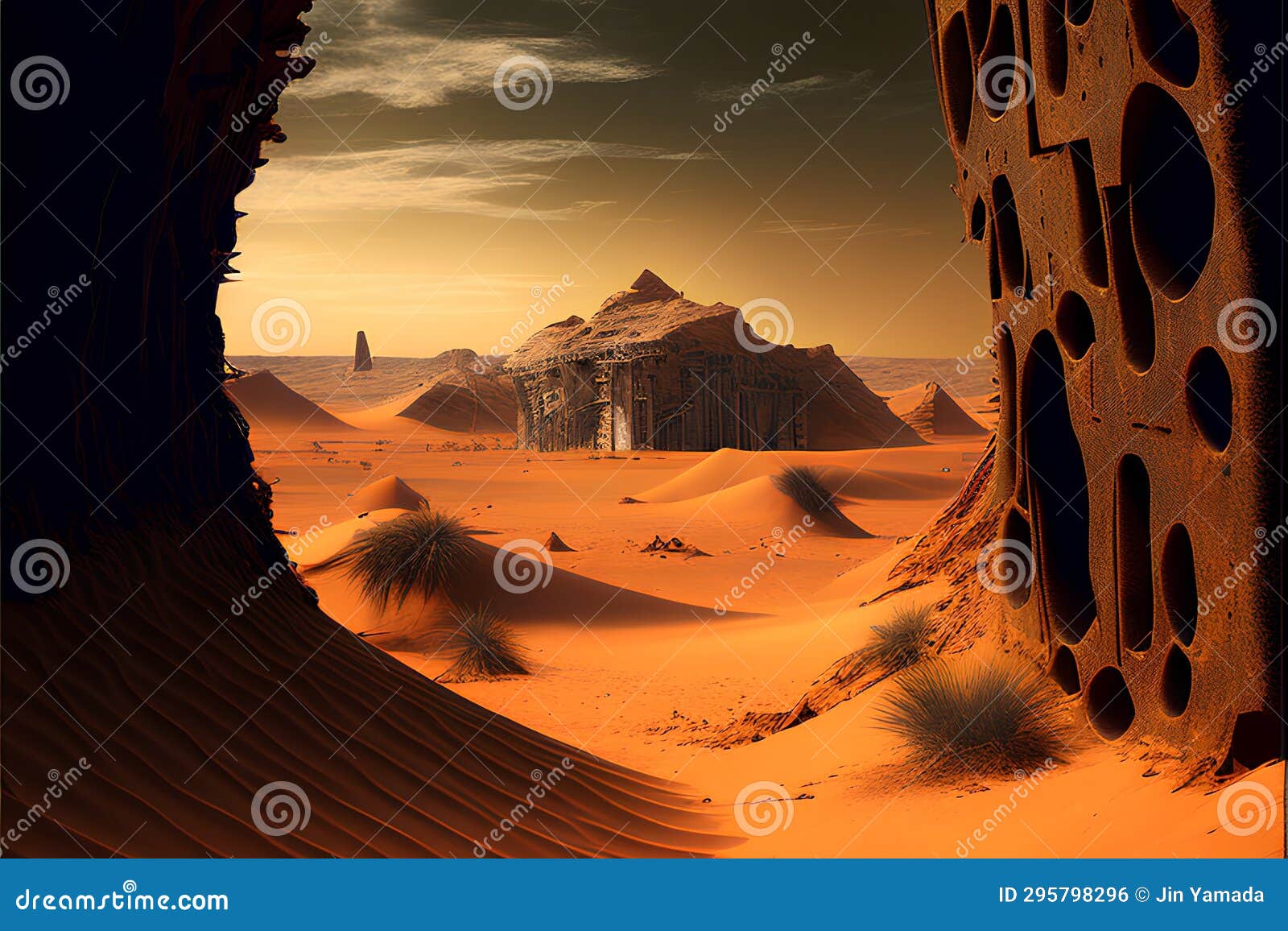 Desert Landscape with Sand Dunes. 3d Render Illustration Stock ...