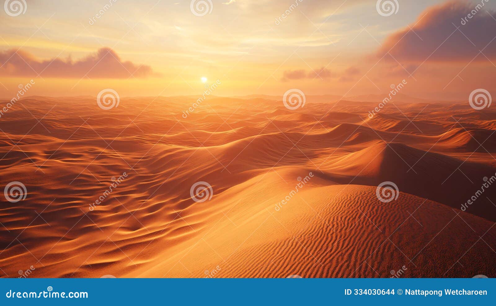A Desert Landscape with a Sun Setting in the Background Stock ...