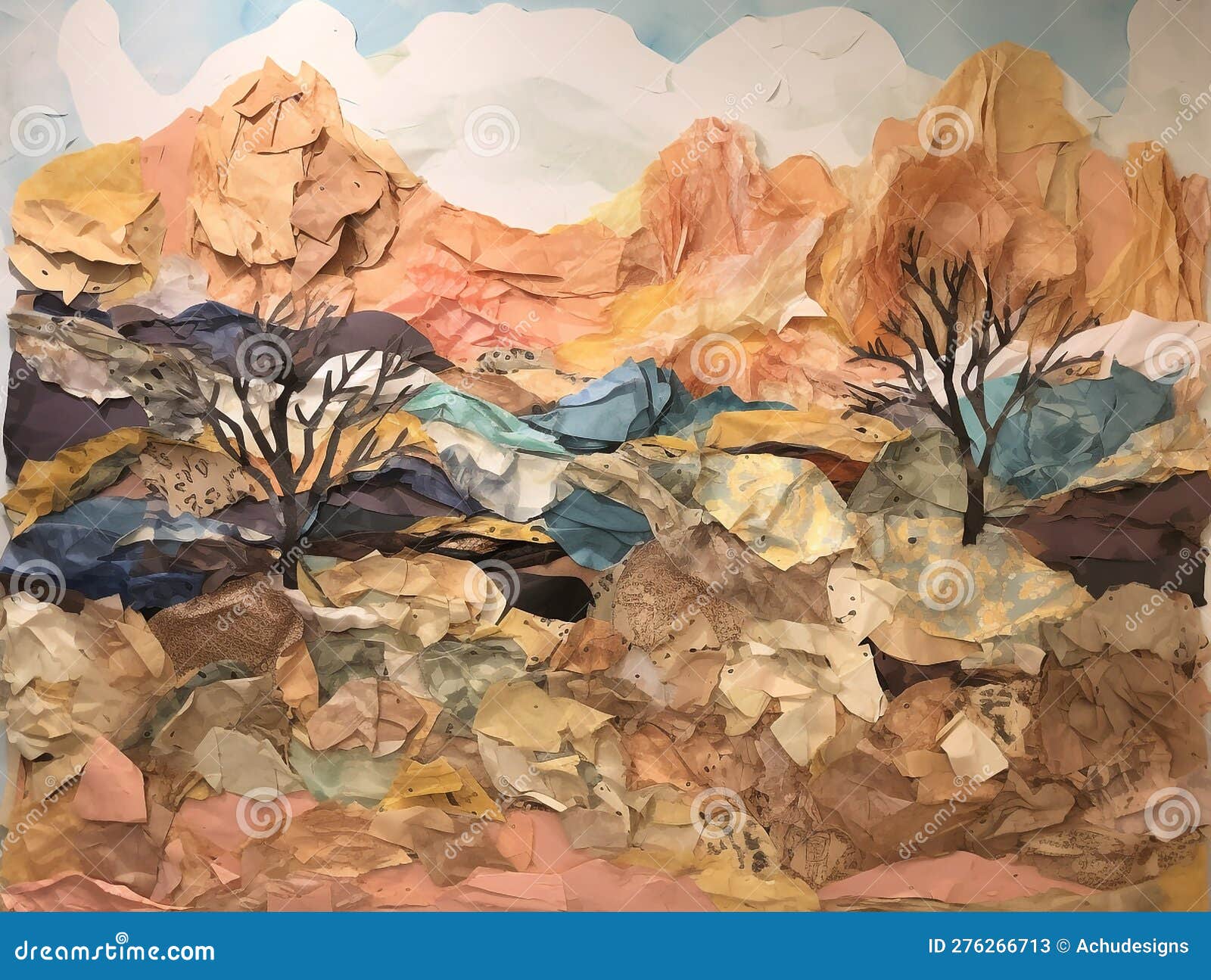 A Desert Landscape with Torn Paper8 Stock Illustration - Illustration ...