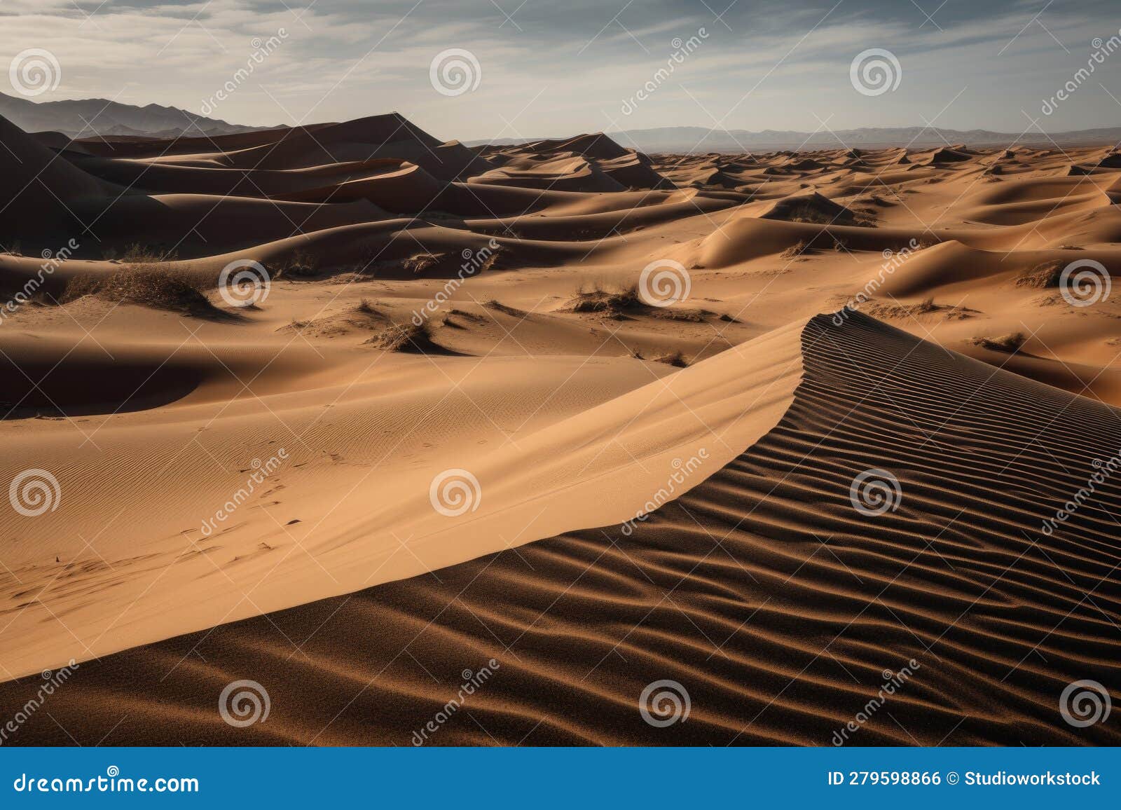 Desert Landscape with Towering Dunes, the Wind Creating Mesmerizing ...