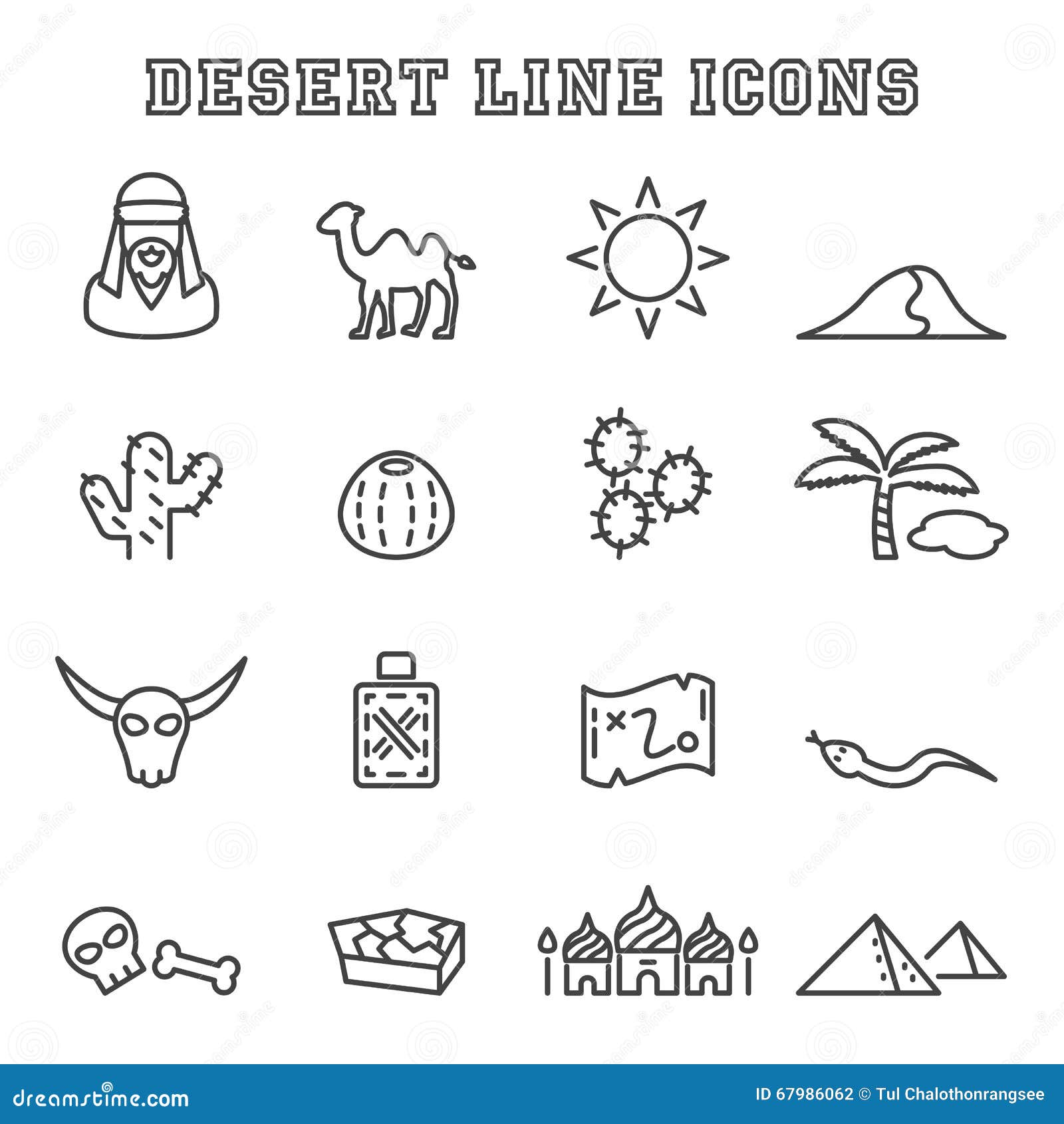 Desert line icons stock vector. Illustration of symbol - 67986062