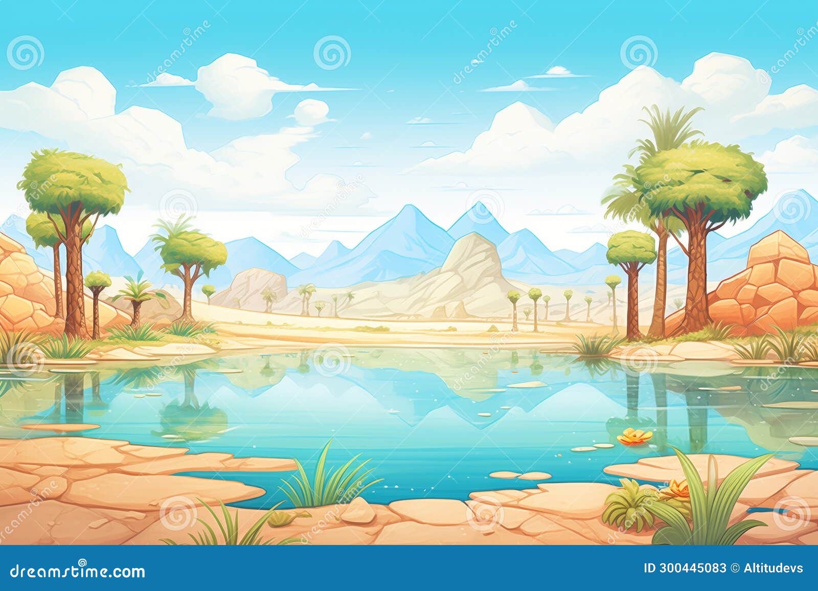 Desert Mirage Revealing a True Sparkling Oasis Ahead Stock Image ...