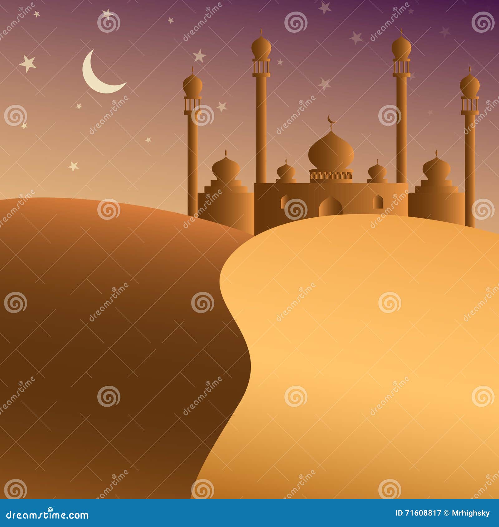 Desert and Mosque Arabian Background Stock Vector - Illustration of ...