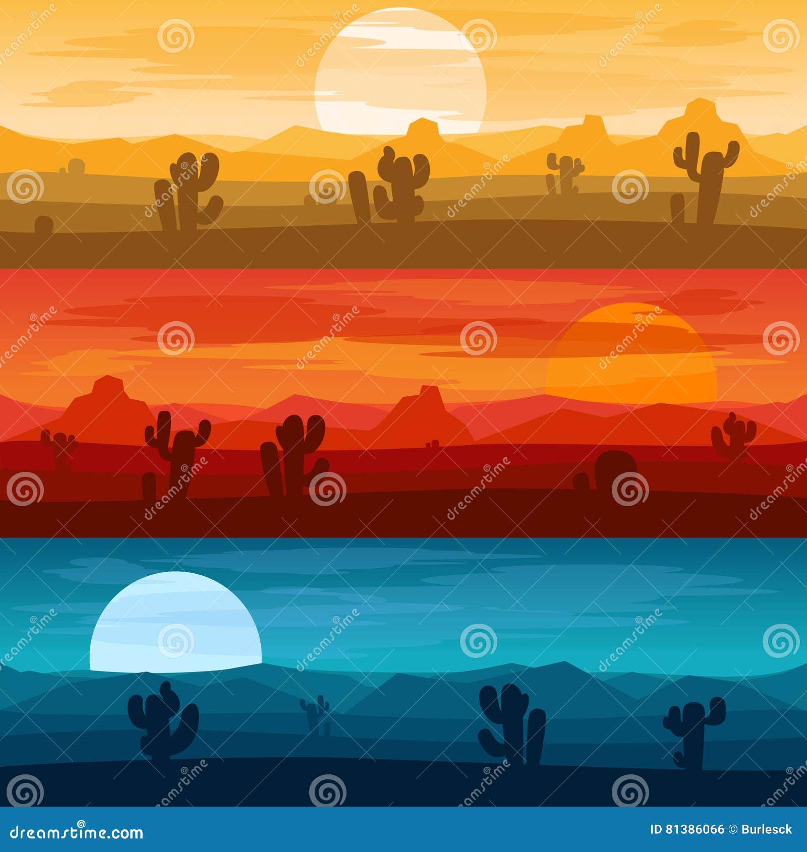 Desert Landscape With Sand Dunes, Full Moon And Shining Stars And Comet ...