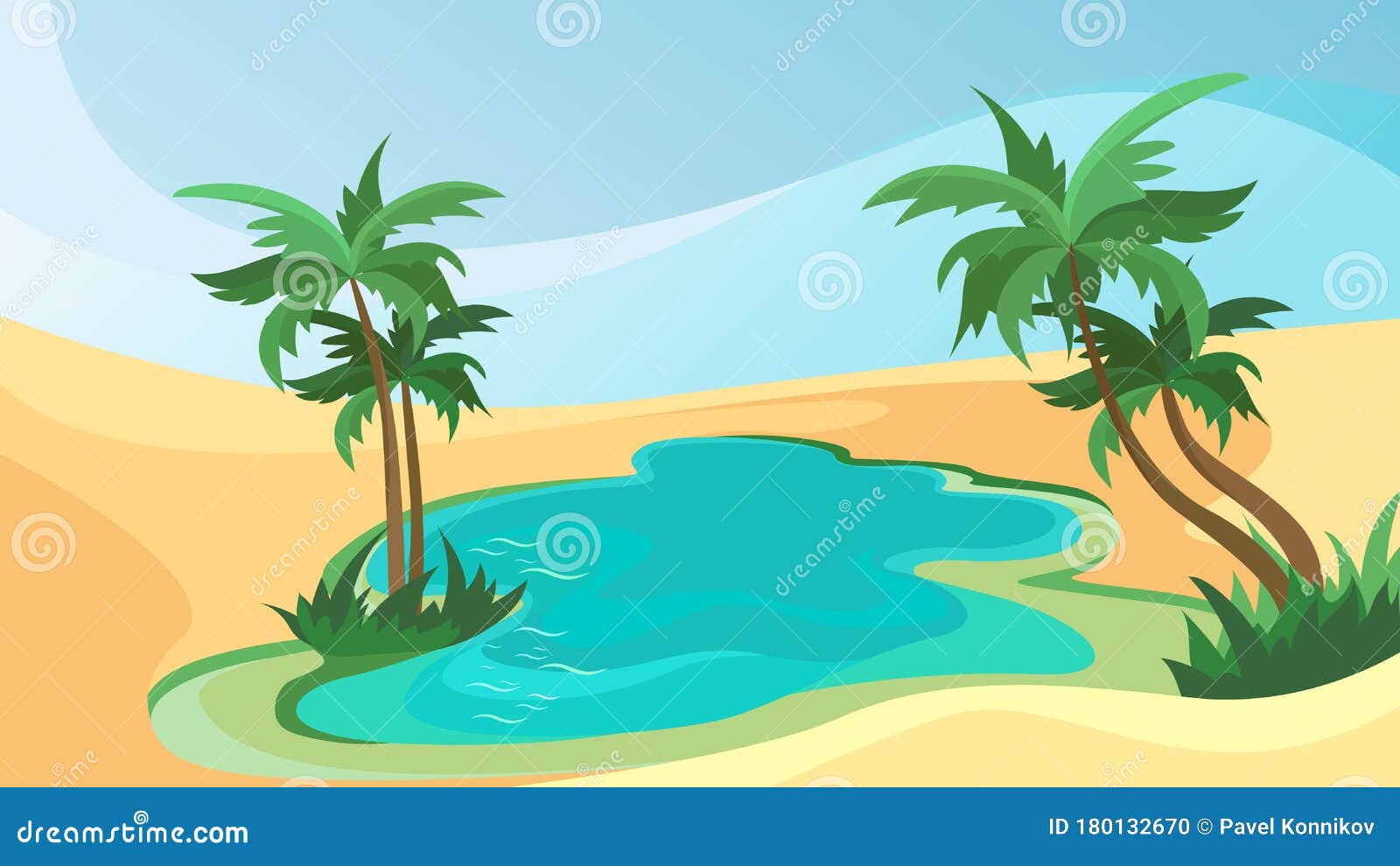 Desert Oasis Background Cartoon Vector | CartoonDealer.com #93325749