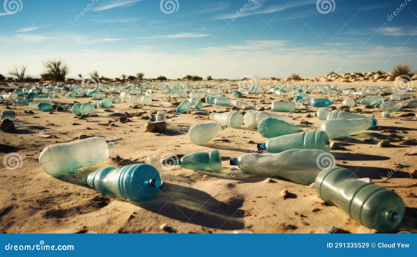 Desert Oasis Plastic Pollution Stock Illustration - Illustration of ...