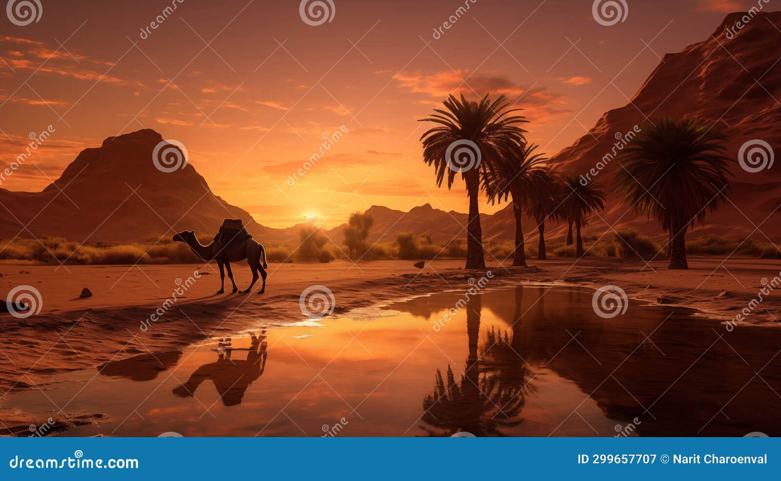 Desert Oasis: Real Photo Capture with Ample Copy Space Stock ...