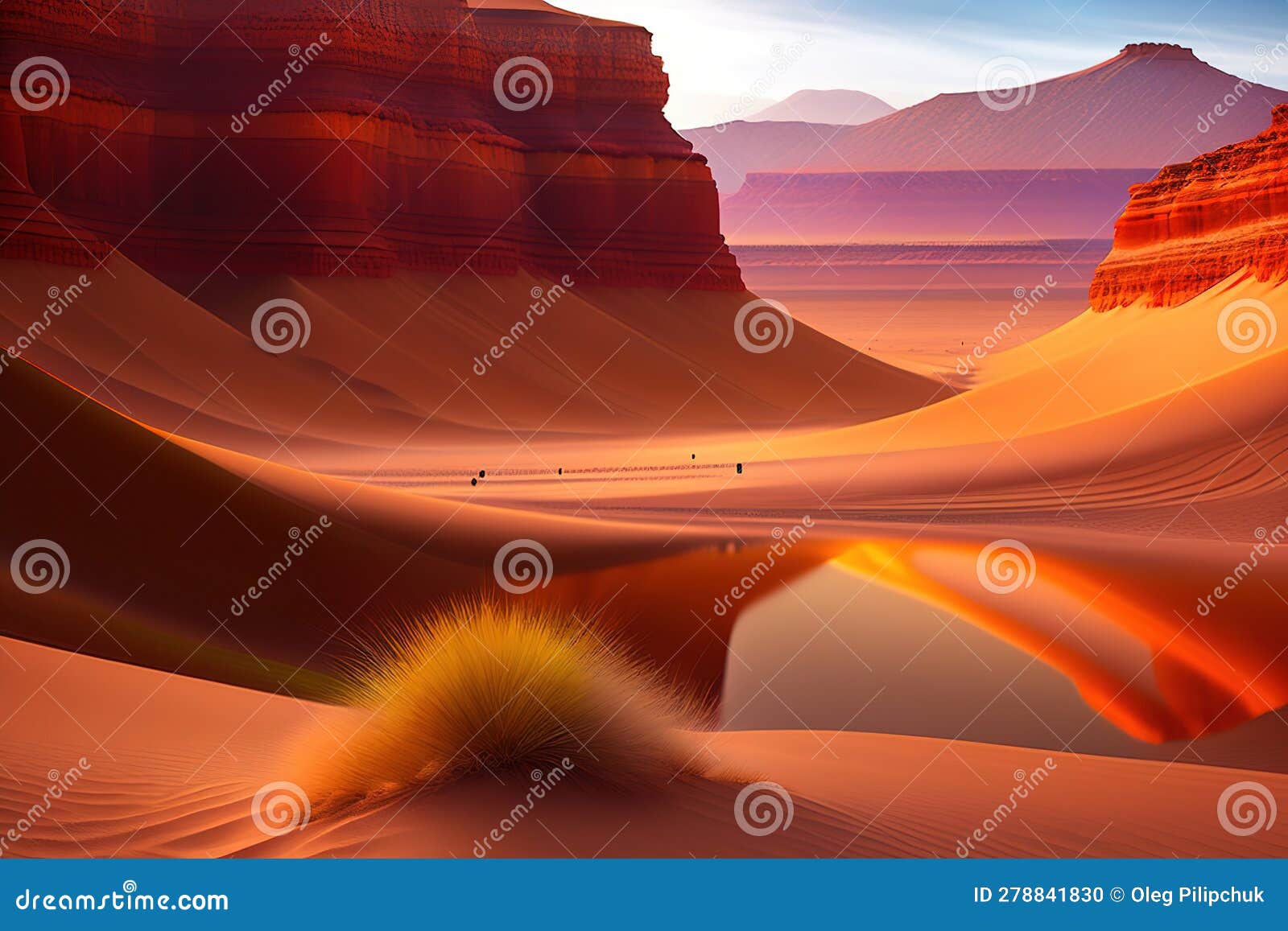 Desert in Orange and Yellow Colors, Ai Stock Illustration ...